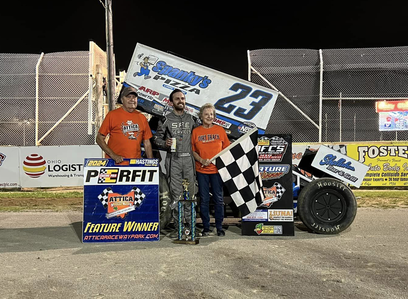 RacinBoys News - Cale Thomas holds off Cap Henry for 2nd 410 Attica win